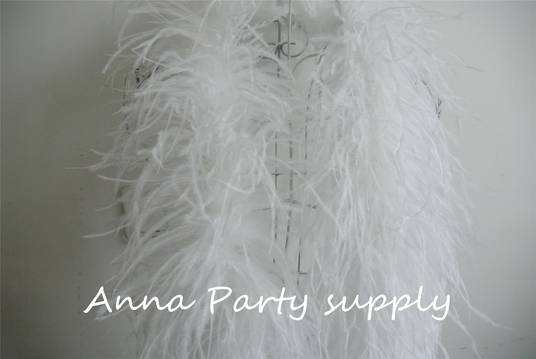 WHITE Ostrich Feather Boa 8 Ply Thickness for Party Supply Decor Supply ...