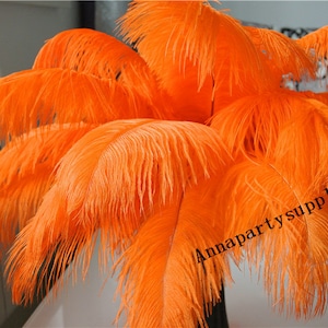 100 Pcs Orange Ostrich Feather Plume for Wedding Party Supply Decor ...