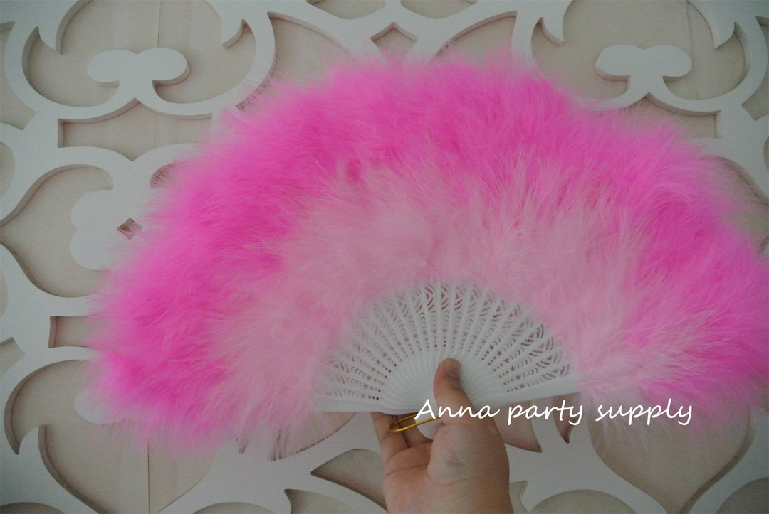 Light Pink With Pink Tip Marabou Feather Fan Burlesque Feather Fan ...