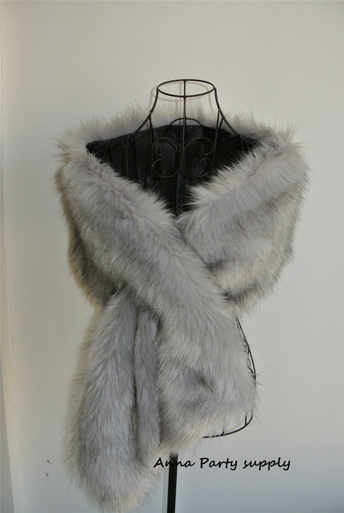 Light Gray With Black Tip Faux Fur Shrug Bridal Wrap Shrug - Etsy