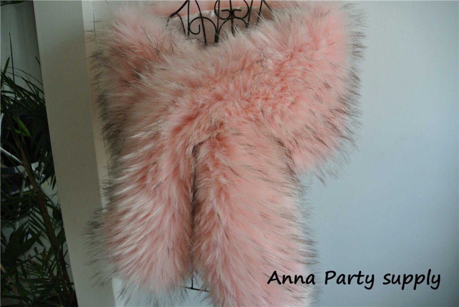 Light Pink With Black Tip Faux Fur Bridal Wrap Shrug Wedding - Etsy