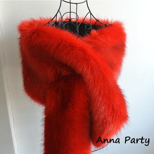 Red With Black Tip Faux Fur Bridal Wrap Shrug Wedding Faux Fur Cape ...
