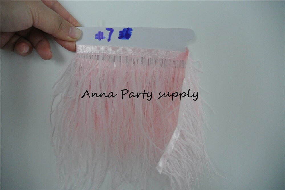 Light pink Ostrich feather fringe trim for sewing dress party | Etsy