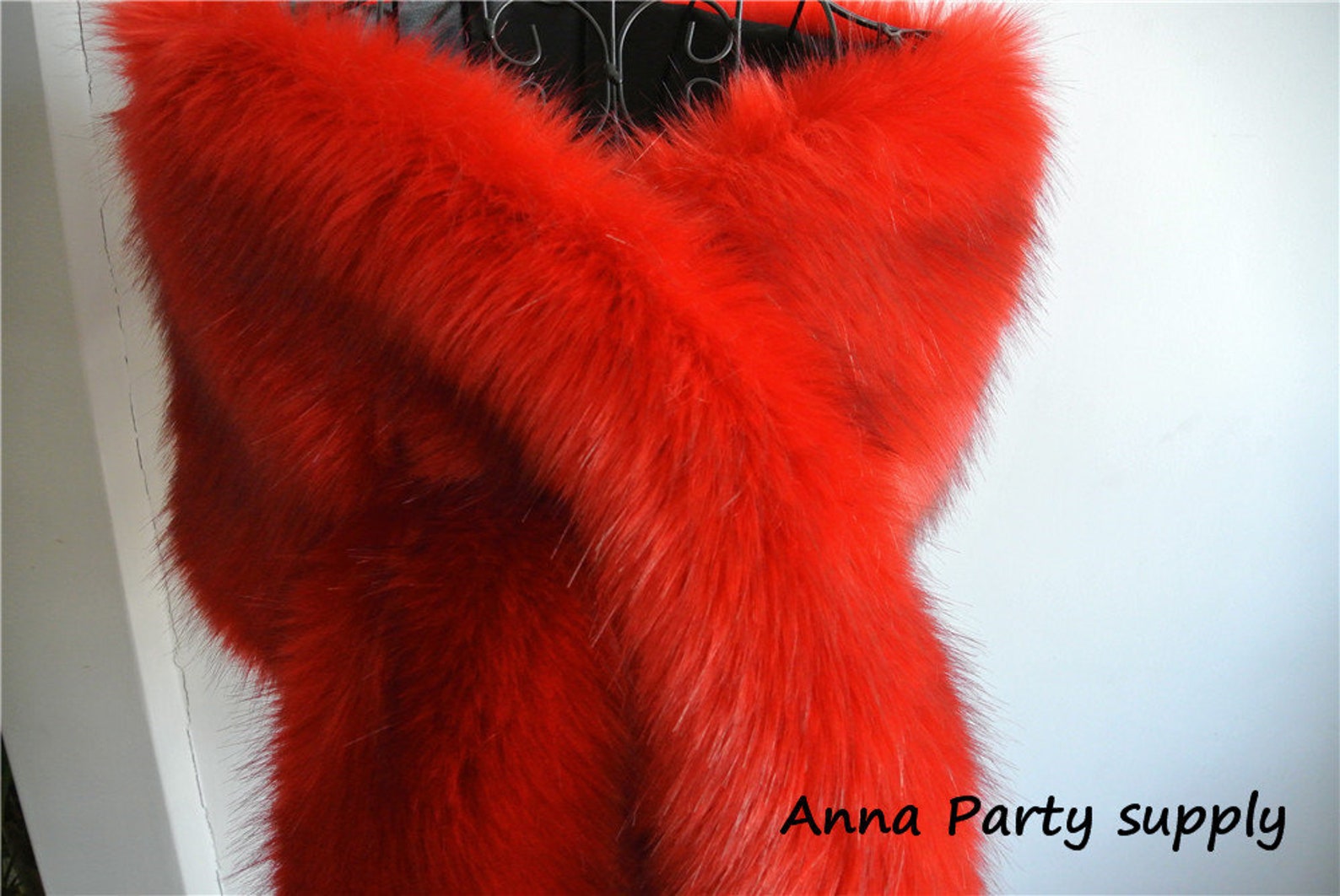 Red With Black Tip Faux Fur Bridal Wrap Shrug Wedding Faux Fur Cape ...