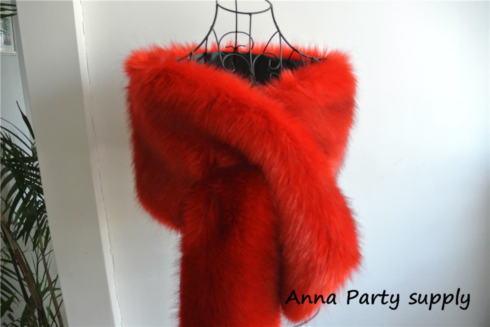 Red With Black Tip Faux Fur Bridal Wrap Shrug Wedding Faux Fur | Etsy