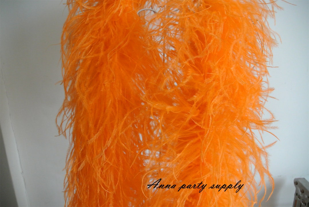 Orange Ostrich Feather Boa 6 Ply Thickness for Party Supply Decor ...