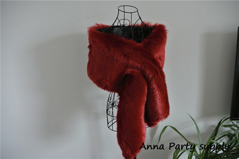 Wine Red Burgundy Faux Fur Bridal Wrap Shrug Wedding Faux Fur Cape ...
