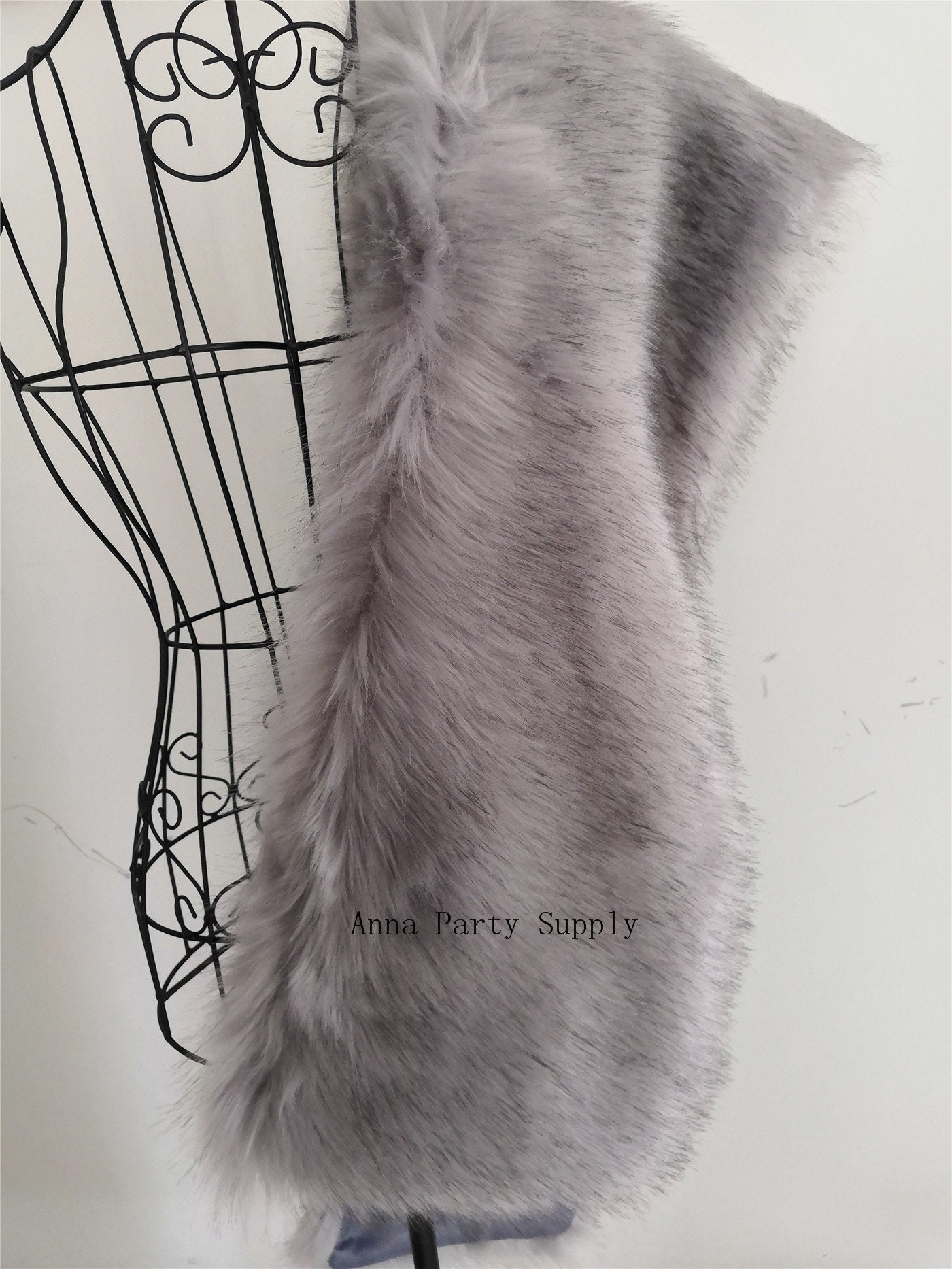 Light Gray With Black Tip Faux Fur Shrug Bridal Wrap Shrug | Etsy