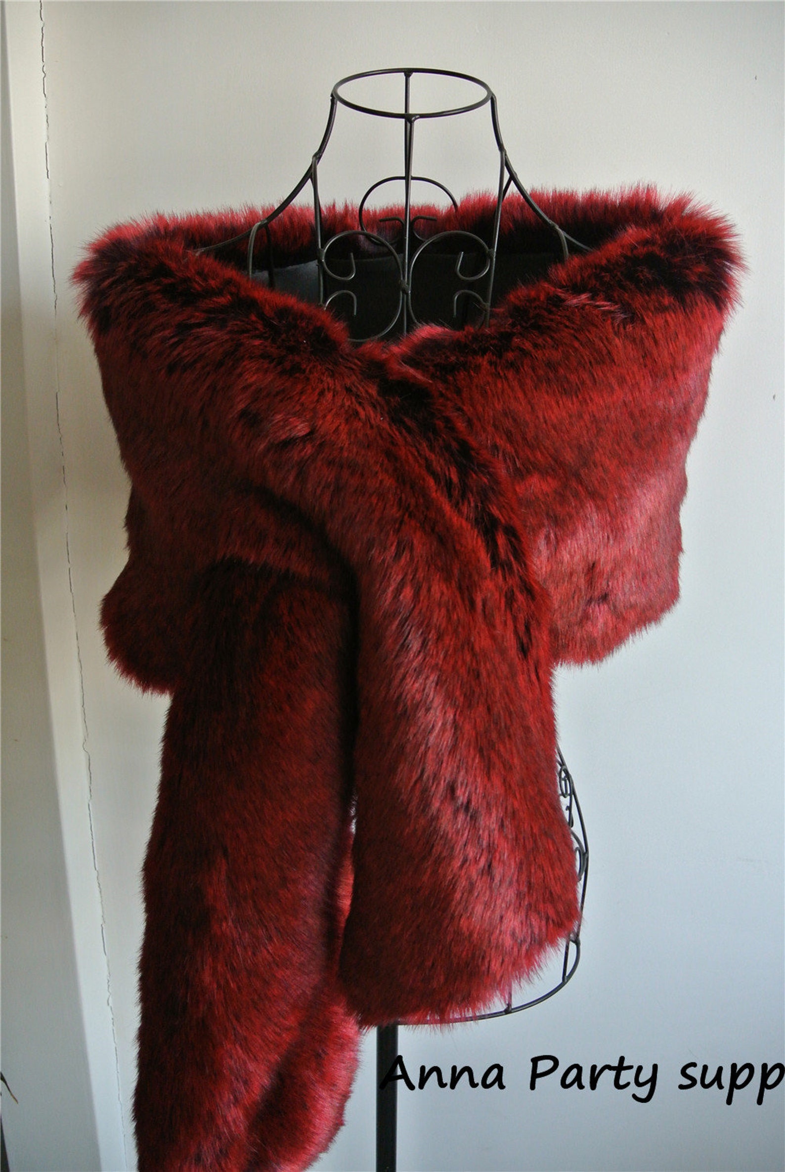 Burgundy Wine Red Faux Fur Bridal Wrap Shrug Wedding Faux Fur - Etsy