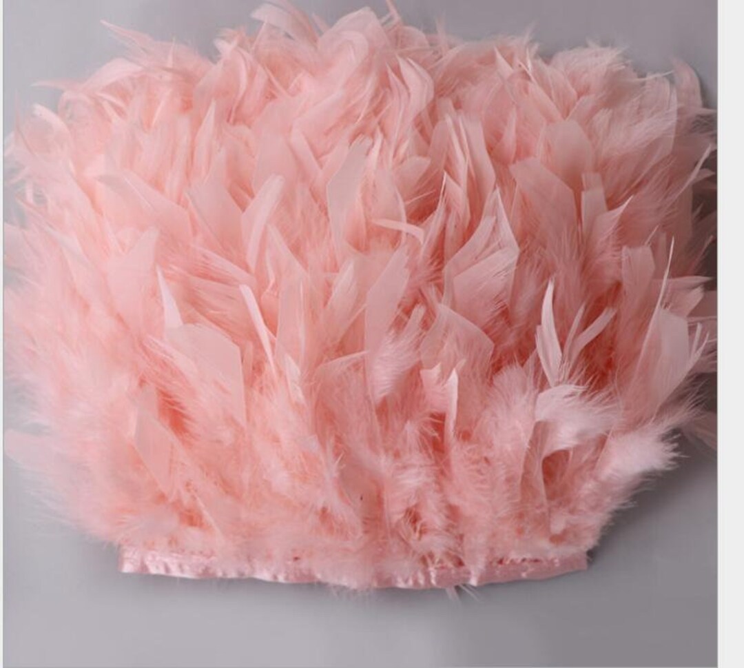 1 Yard Blush Pink Chandelle Feather Fringe Trim Turkey Feather Trim 18 ...