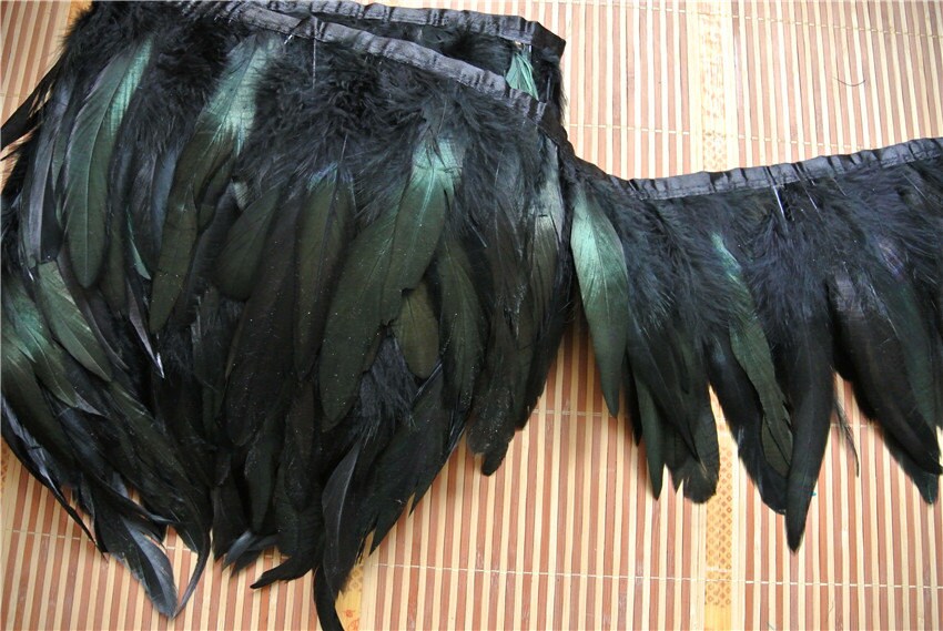 Rooster Hackle Feather Fringe Trim 2 Yards of Black Color - Etsy