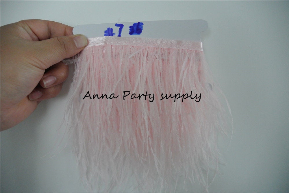 Light pink Ostrich feather fringe trim for sewing dress party | Etsy