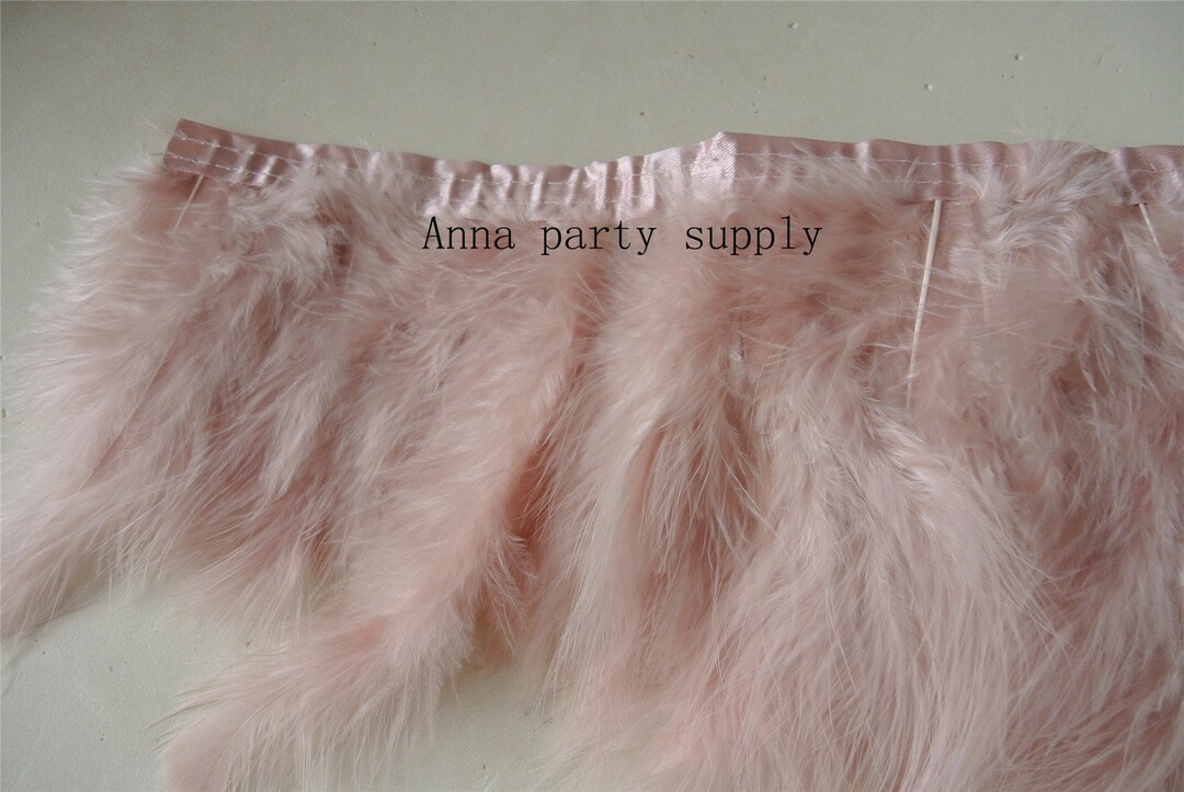 Blush Pink Rose Pink Marbou Feather Fringe Trim Turkey Feather Trim for ...