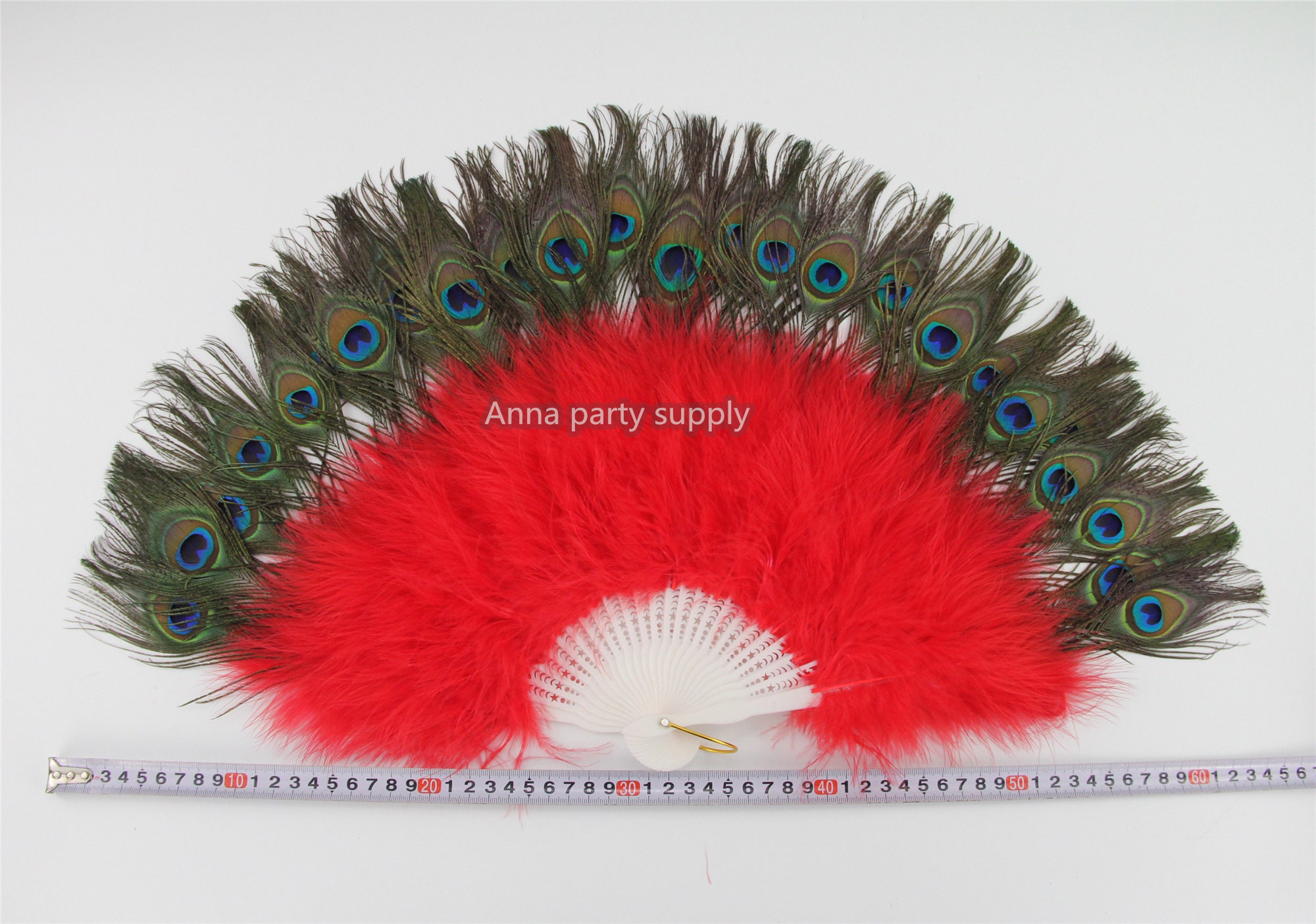 Red marabou feather fan burlesque feather fan peacock feather | Etsy