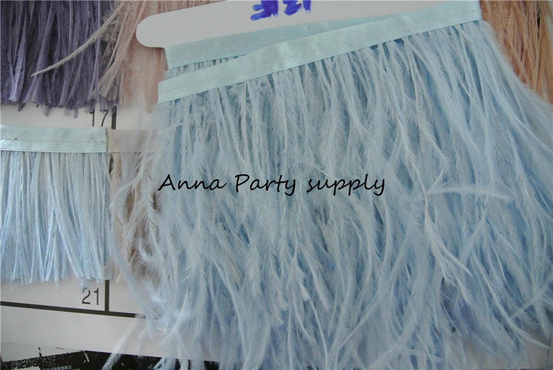 Light Blue Ostrich Feather Fringe Trim for Sewing Dress Party Supply ...