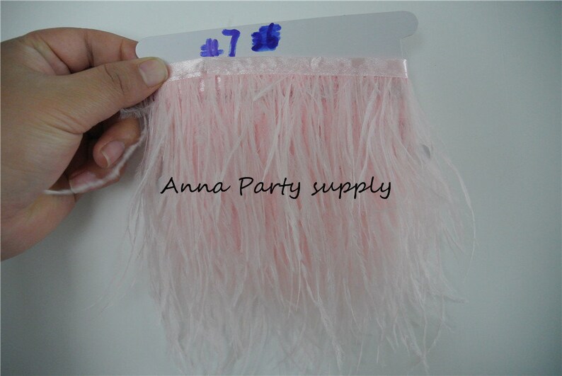 Light pink Ostrich feather fringe trim for sewing dress party | Etsy
