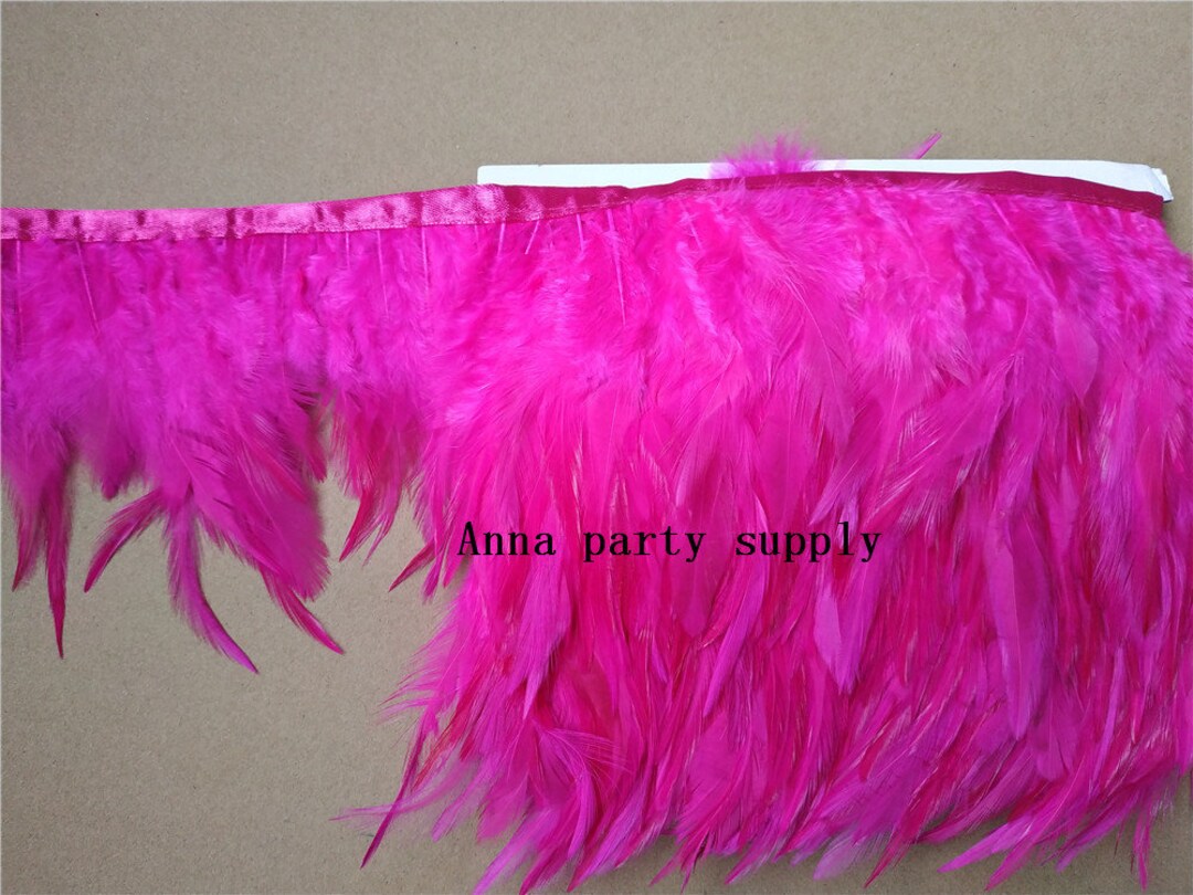 Hot Pink Hackle Rooster Feather Fringe Trim for Sewing Desgin Prom ...