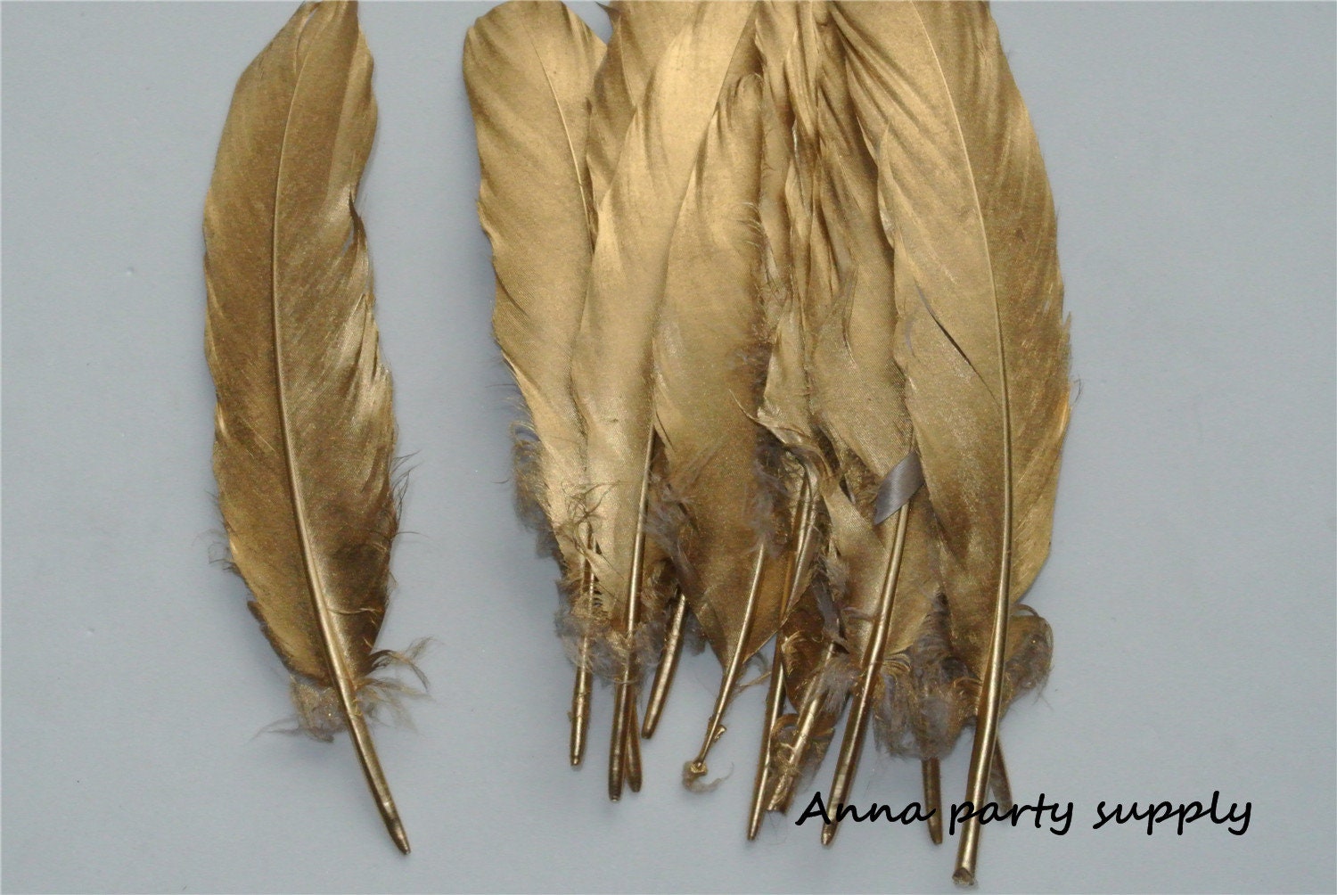 100 Pcs Gold Dipped Feathers -gold GOOSE Feathers Loose 5-8inch for ...