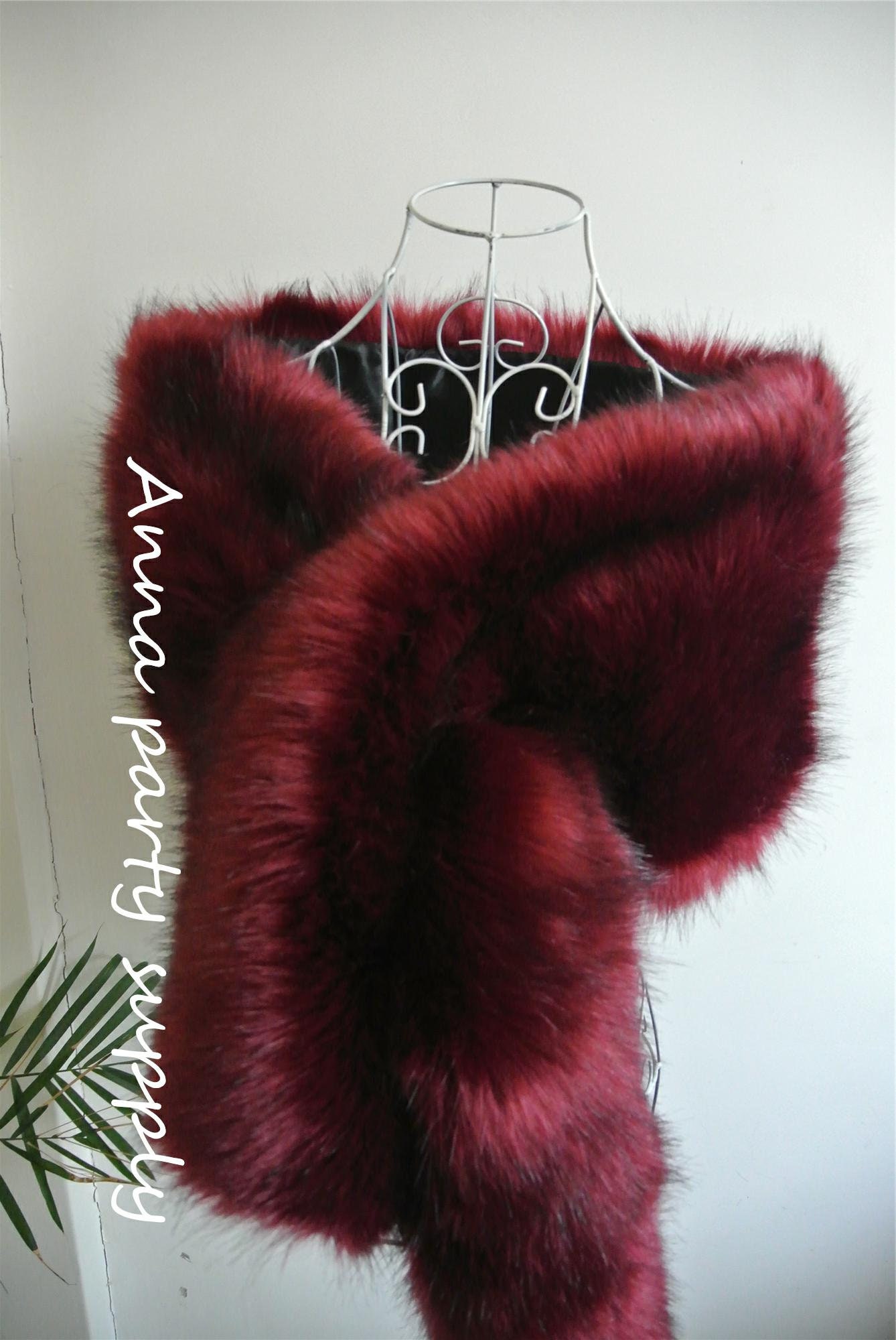 Burgundy Wine Red Faux Fur Bridal Wrap Shrug Wedding Faux Fur | Etsy