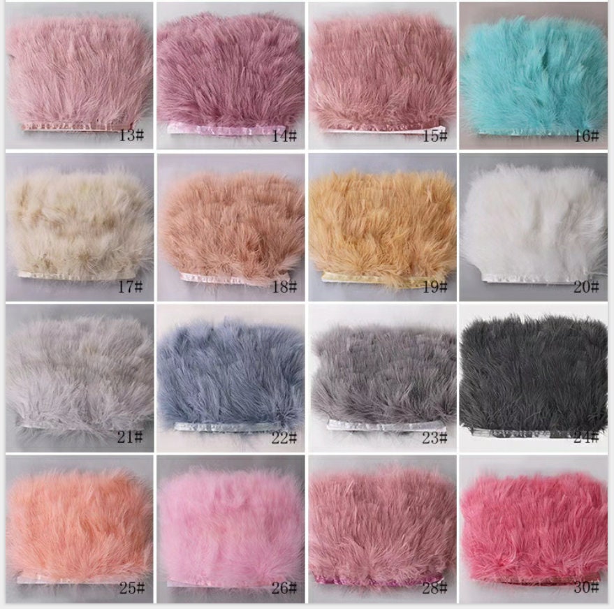 1 Yard turquoise Marbou feather fringe turkey feather fringe | Etsy