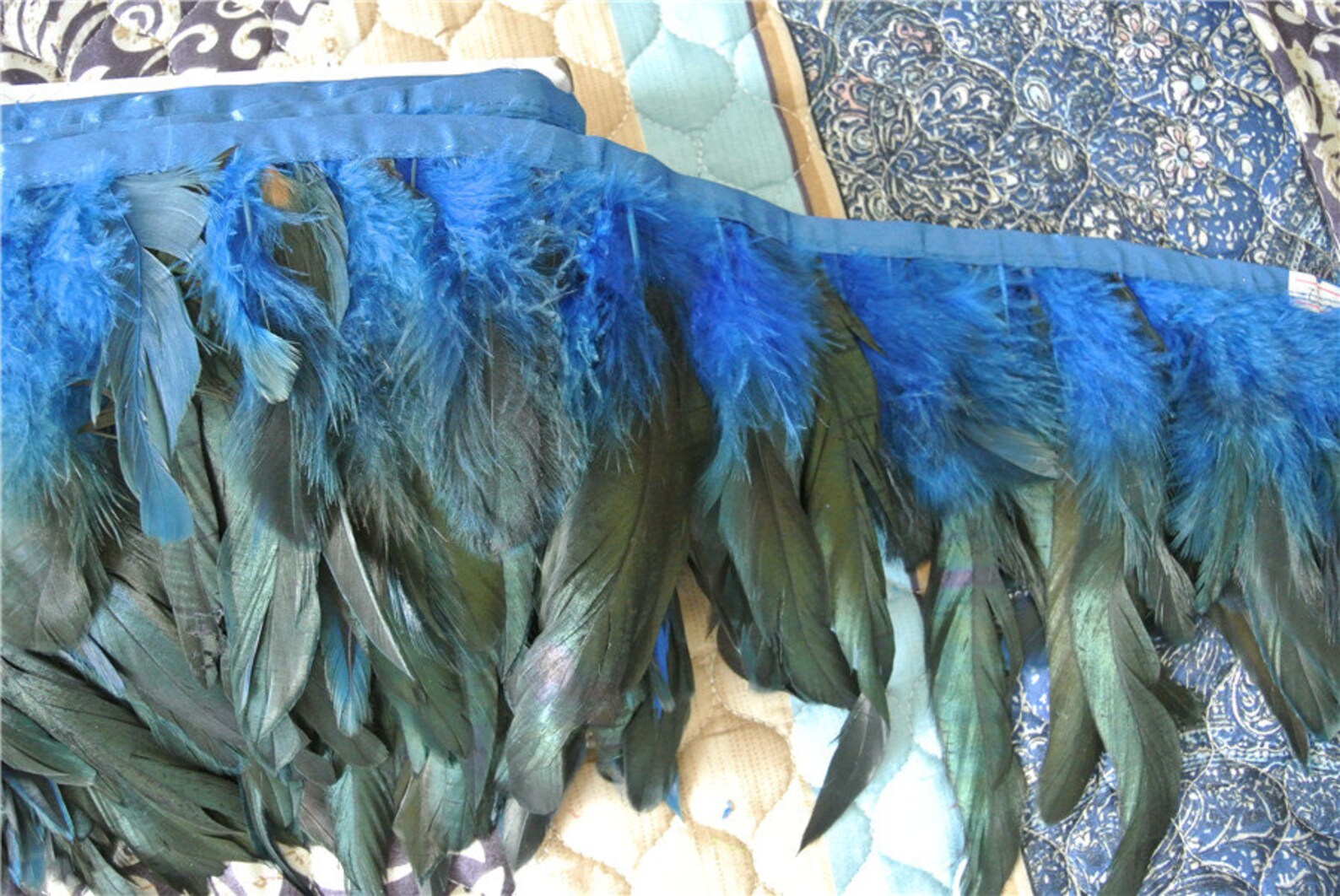 Rooster Hackle Feather Fringe Trim 2 Yards of Royal Blue Color - Etsy