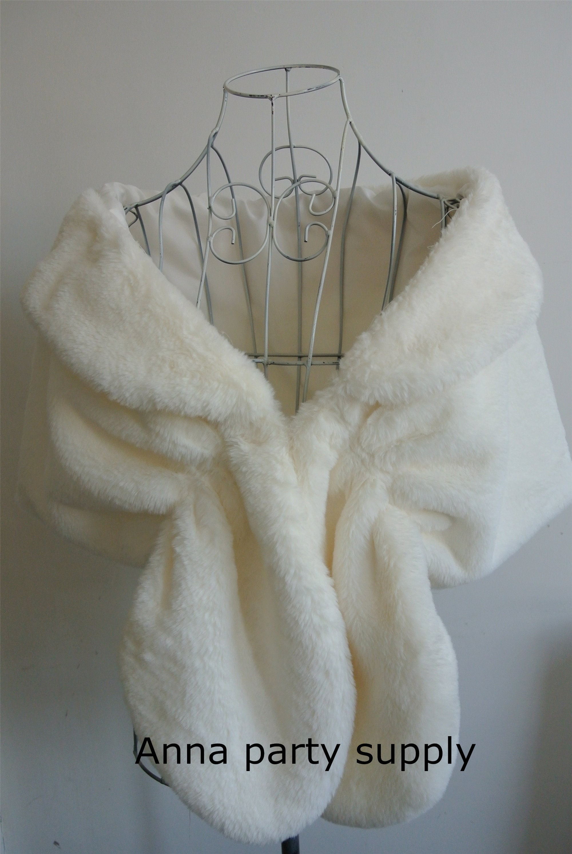 Ivory Faux Fur Bridal Wrap Shrug Wedding Faux Fur Cape Shrug | Etsy