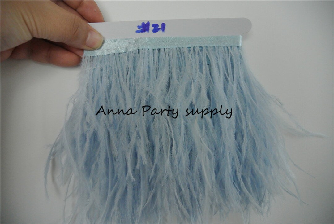 Light Blue Ostrich Feather Fringe Trim for Sewing Dress Party Supply ...