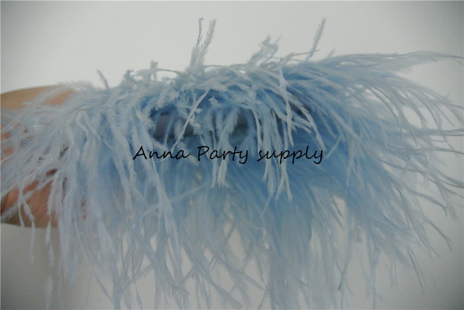 Light Blue Ostrich Feather Fringe Trim for Sewing Dress Party Supply ...