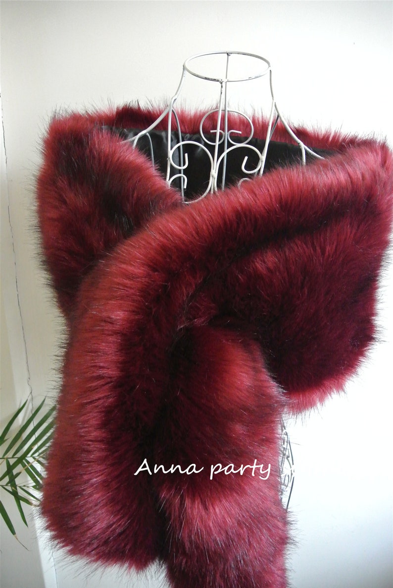 Burgundy Wine Red Faux Fur Bridal Wrap Shrug Wedding Faux Fur Cape ...