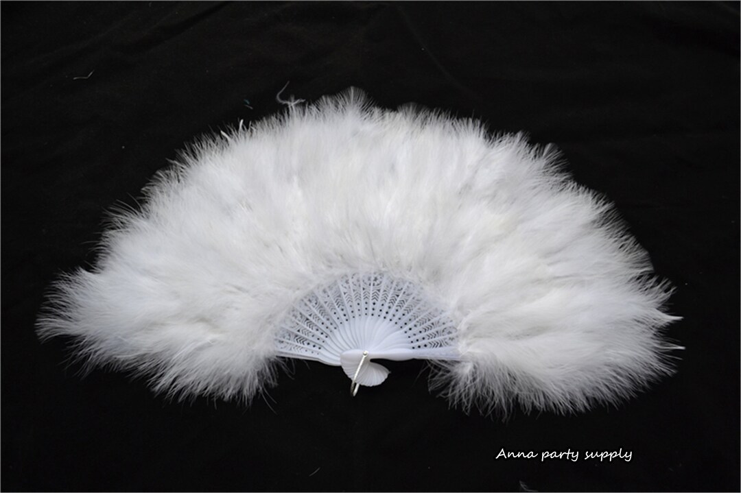 White Marabou Feather Fan 20*12inch 13colors for Party Favors - Etsy