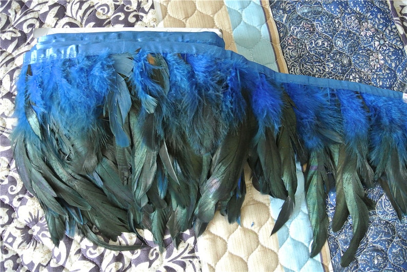 Hahn Hackle Feder Fransen trim 2 Yards von königsblauen Farbe - Etsy