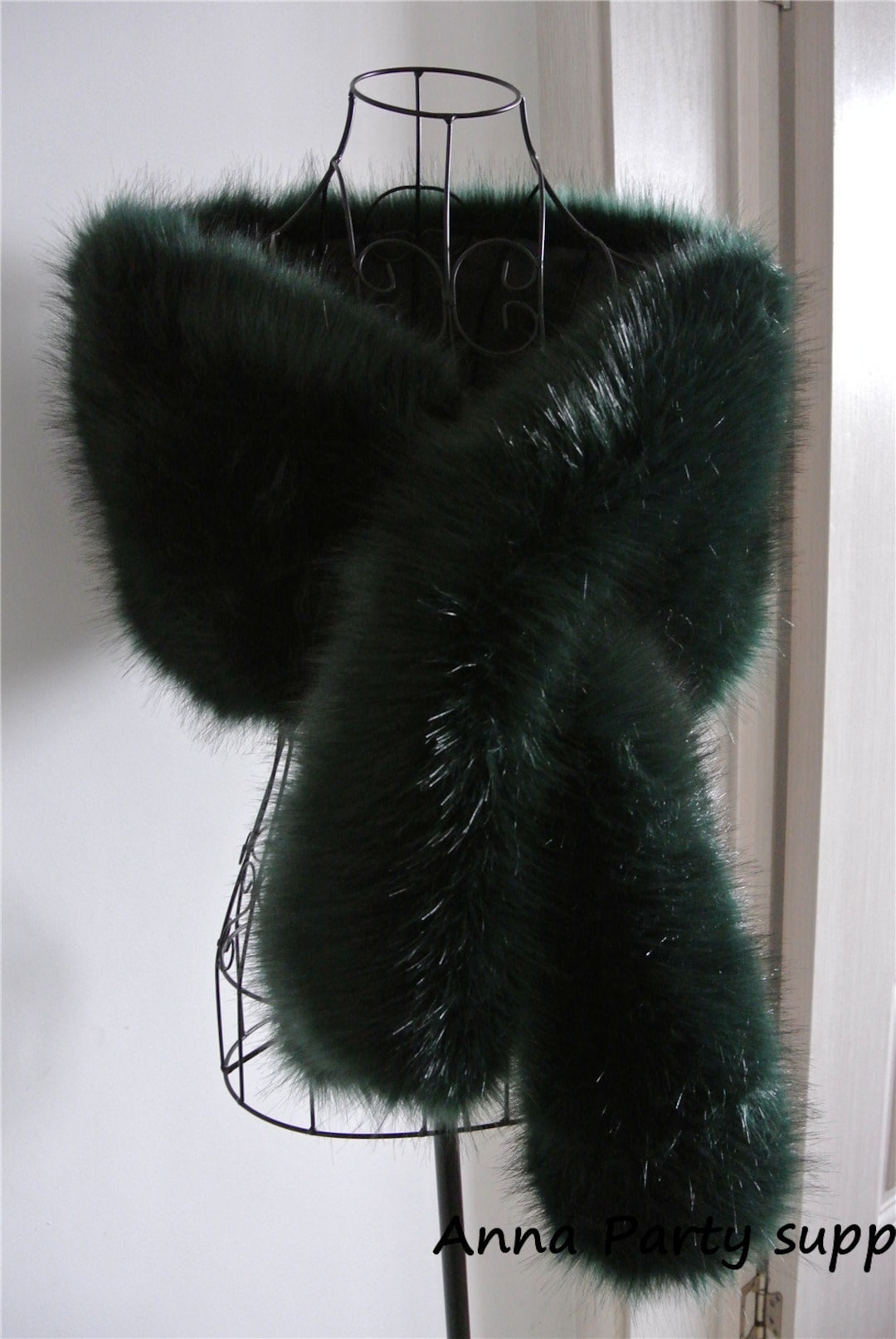 Dark Green Faux Fur Bridal Wrap Shrug Wedding Faux Fur Cape Wedding Fur ...