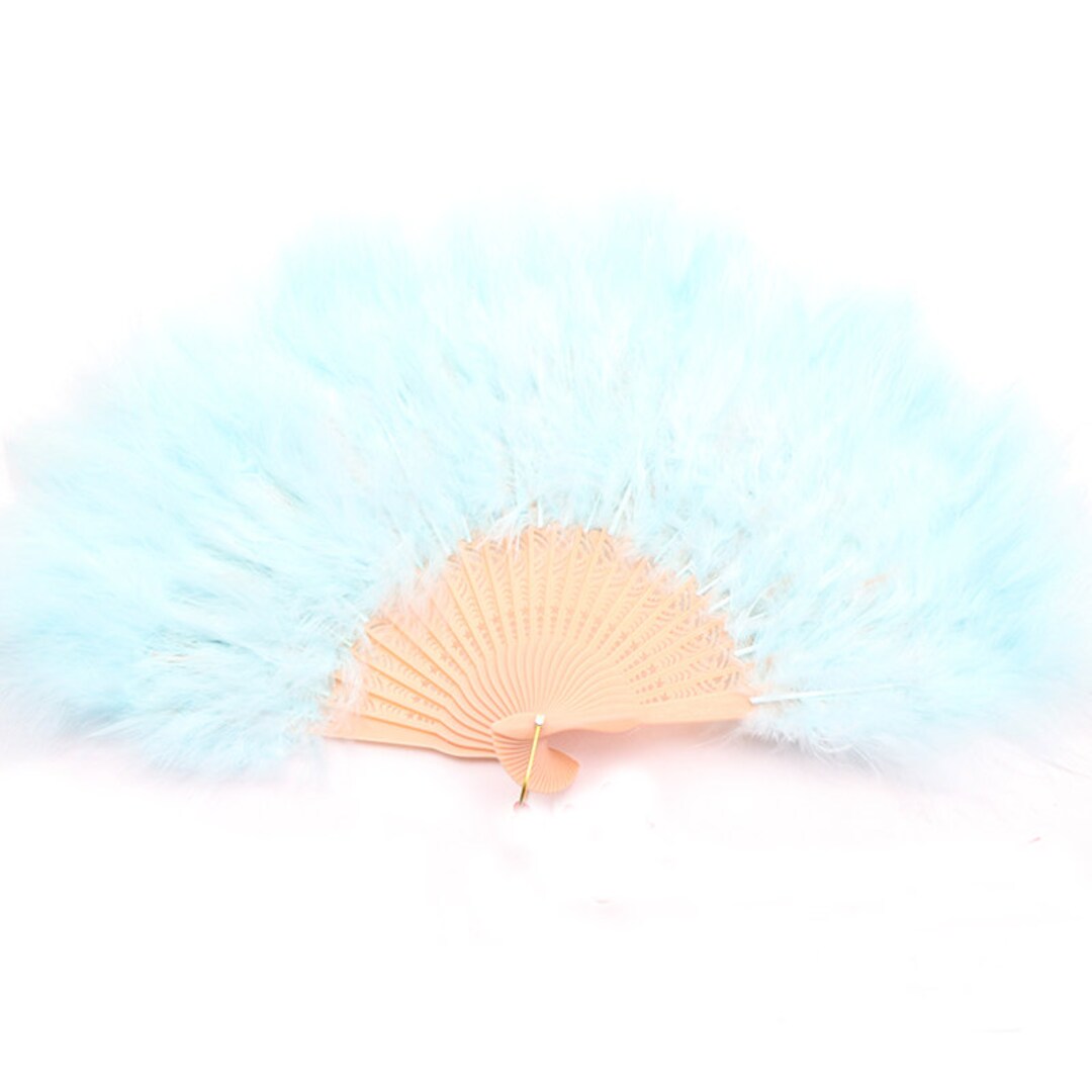 Light Blue Marabou Feather Fan Burlesque Feather Fan Dancing 20*12inch ...