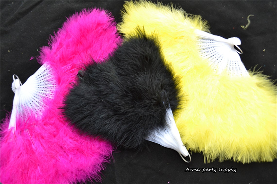 White Marabou Feather Fan 20*12inch 13colors for Party Favors - Etsy