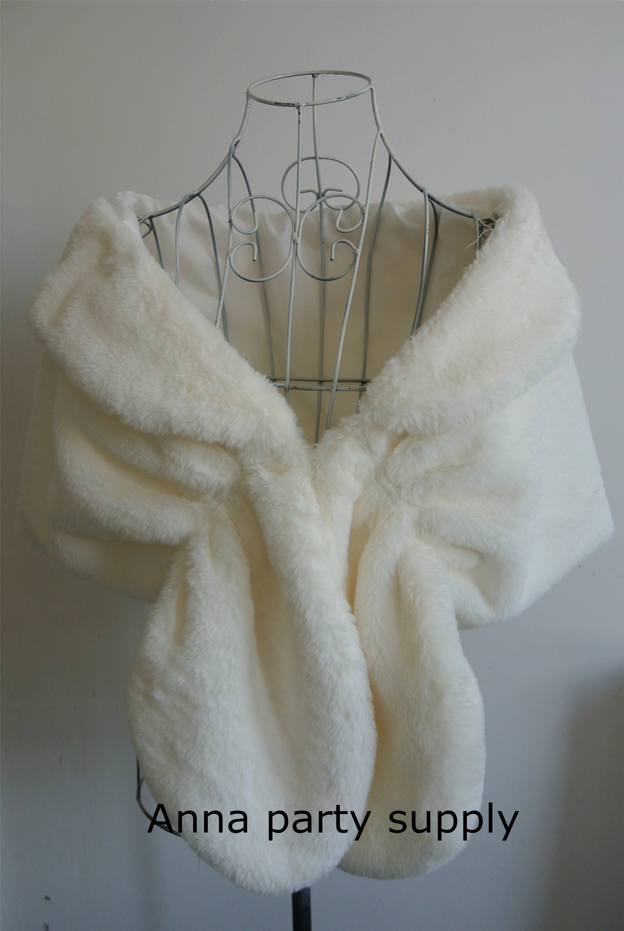 Ivory Faux Fur Bridal Wrap Shrug Wedding Faux Fur Cape Shrug | Etsy