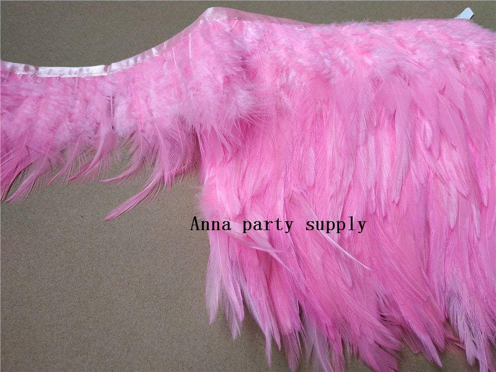 Light Pink Hackle Rooster Feather Fringe Trim for Sewing | Etsy