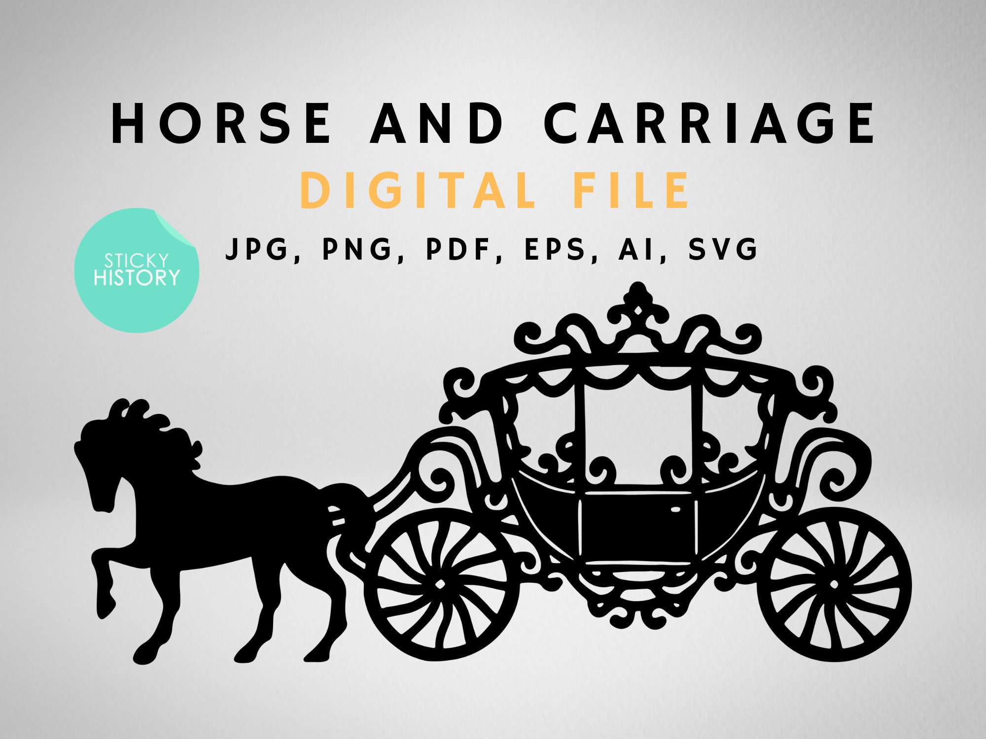 Horse and Carriage Silhouette - Jpg, Png, Pdf, Eps, Ai, Svg Files ...