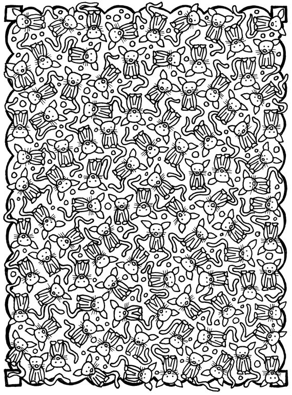 Cats Coloring Page - Etsy