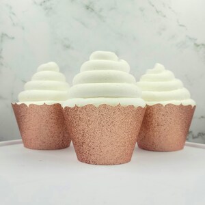 Rose Gold Glitter Cupcake Wrappers Copper Glittery Sparkly - Etsy
