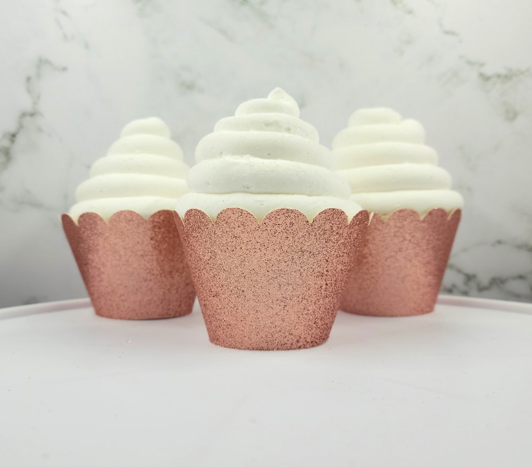 Rose Gold Glitter Cupcake Wrappers, Elegant Wedding Cupcakes - Etsy