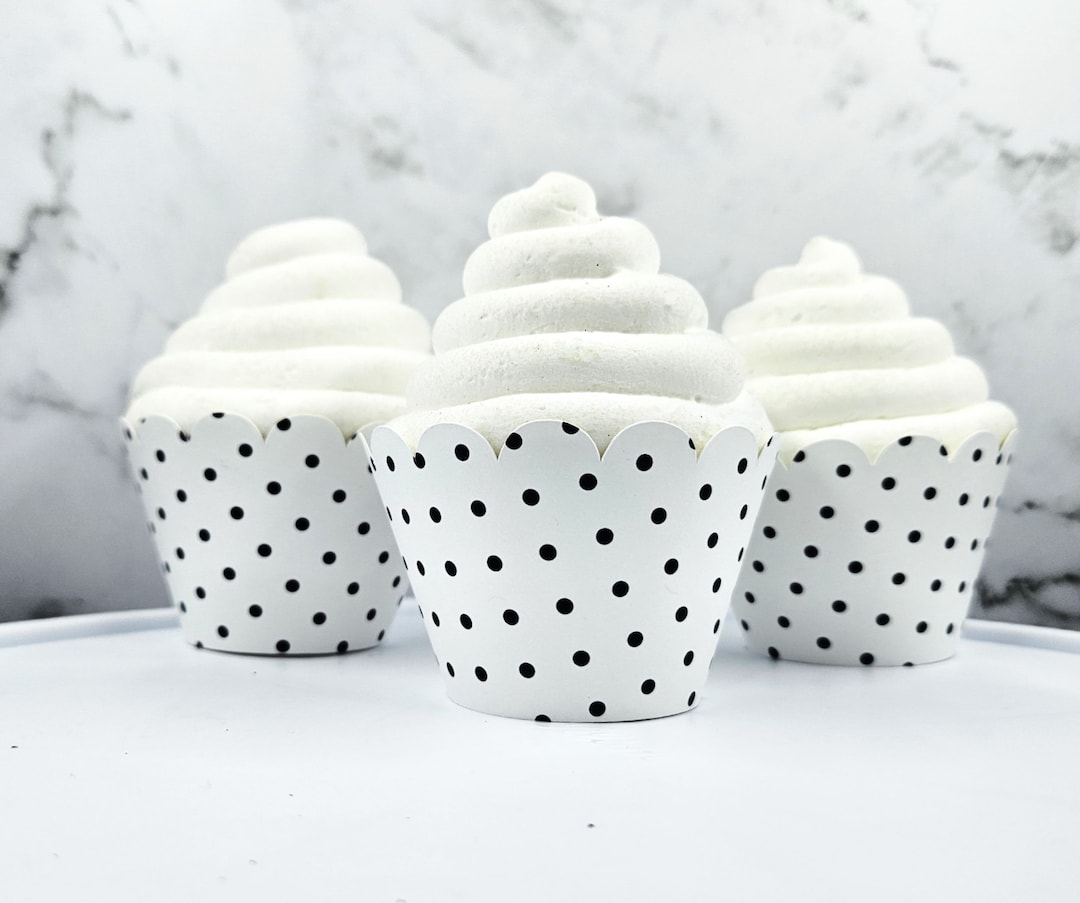 Petite Polka Dot Cupcake Wrappers, Black and White Dainty Dots - Etsy