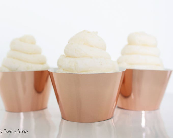 Rose Gold Mercury Glass Wedding Cupcake Wrappers Rose Gold | Etsy