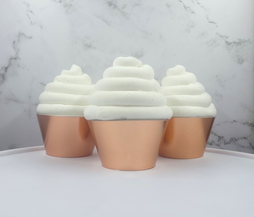 Metallic Rose Gold Cupcake Wrappers, Copper, Wedding Cupcakes, Fancy ...