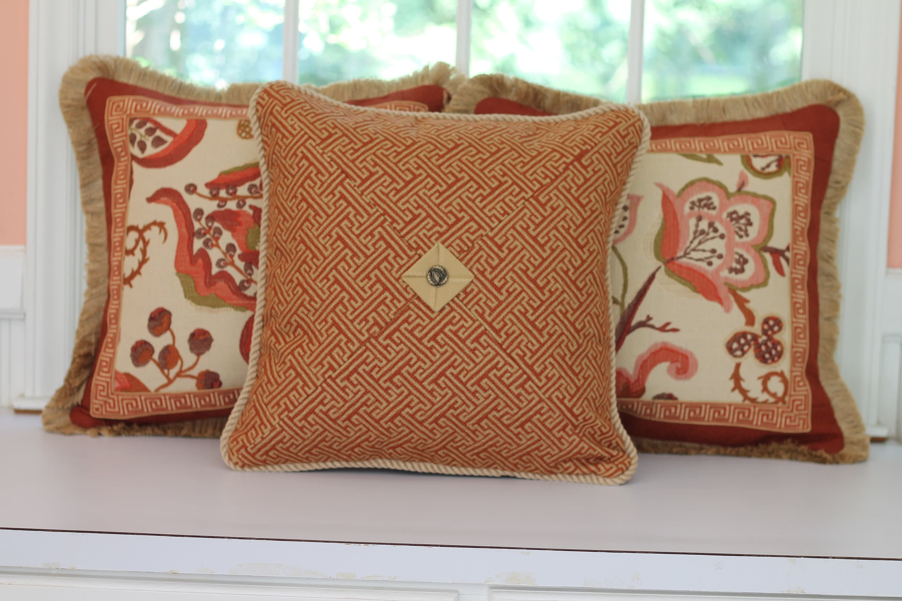 Greek Key Print With Mitered Corners and Button Detail - Etsy