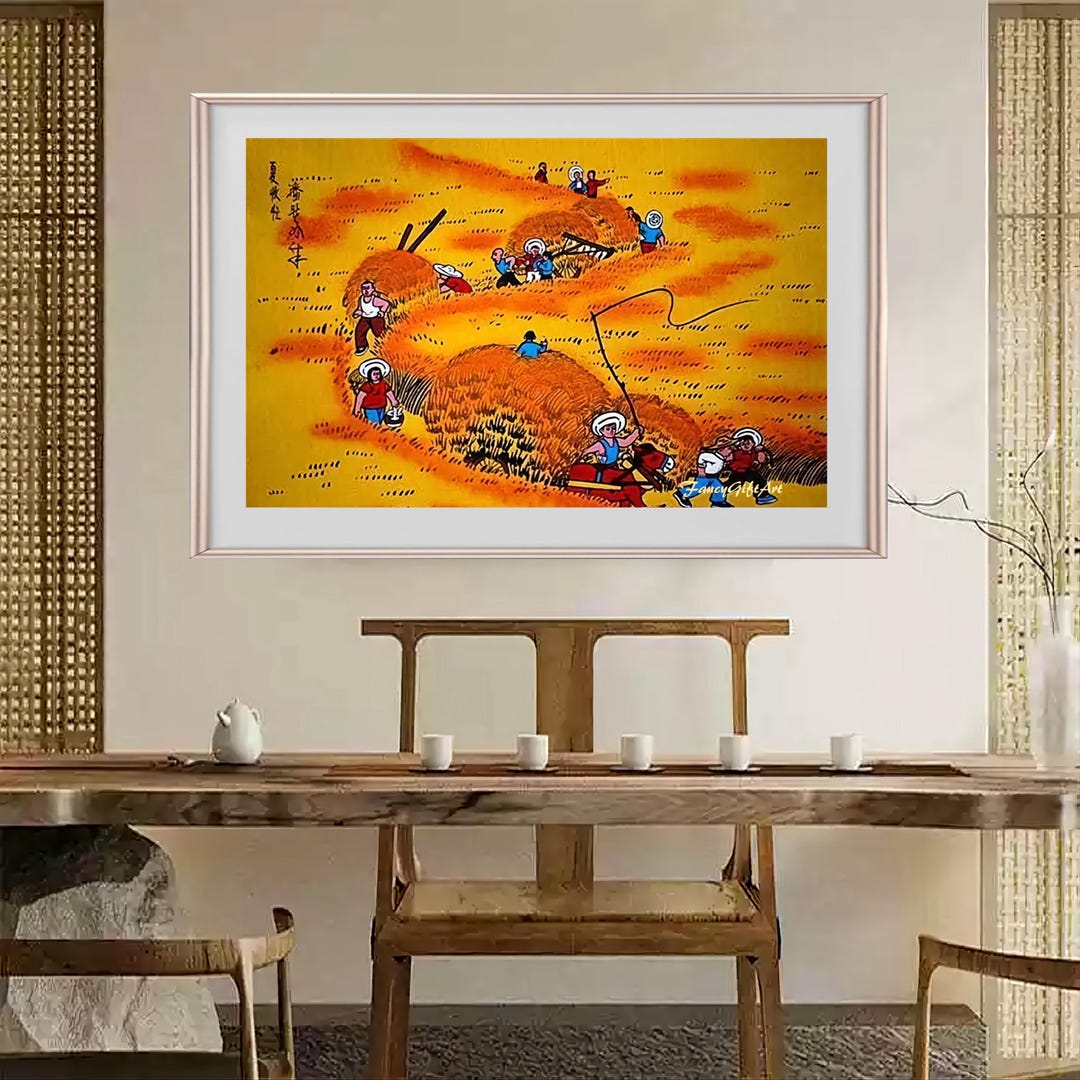 Chinese Peasant Painting Poster, Chinese Folk Art, Oriental Art Wall ...