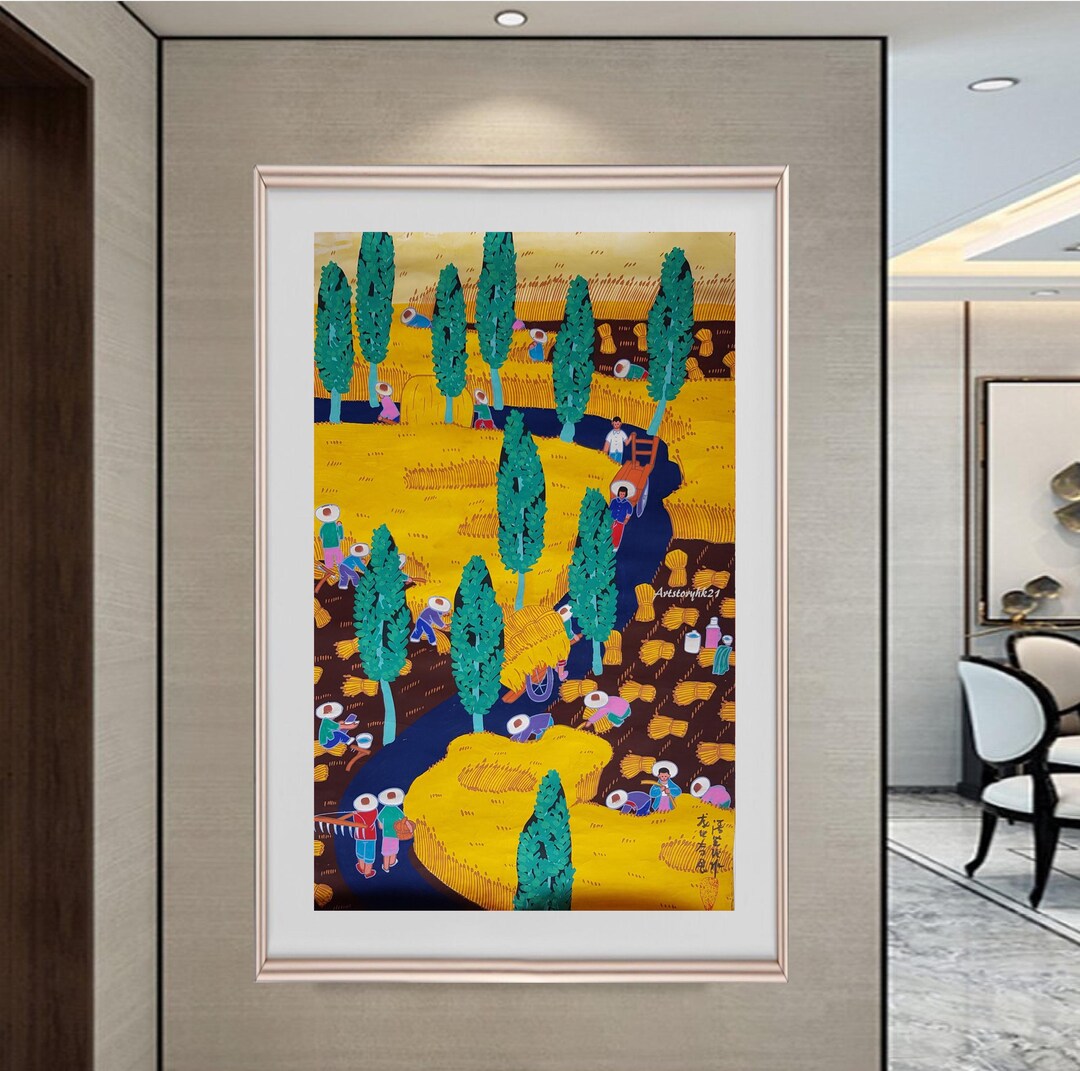 Chinese Peasant Painting Poster, Chinese Folk Art, Oriental Art Wall ...