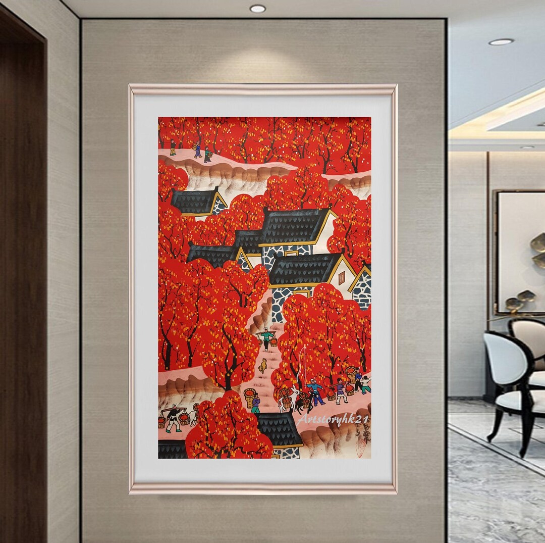 Chinese Peasant Painting Poster, Chinese Folk Art, Oriental Art Wall ...