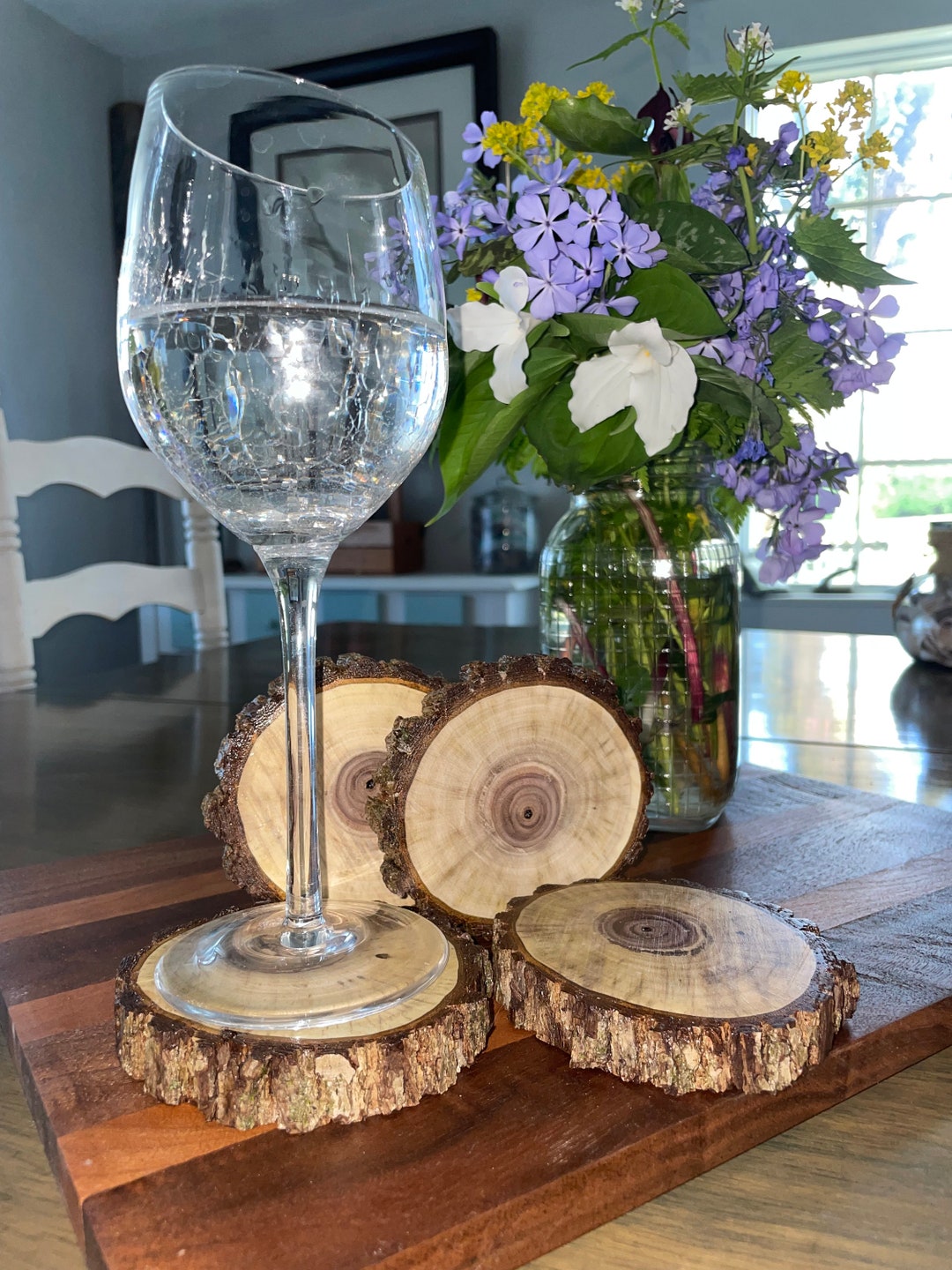 Black Walnut Coasters Live Edge With Bark/gift for Dad/ Wedding Gift/housewarming/rustic ...