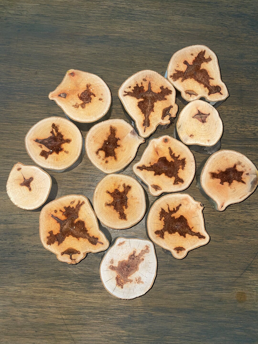 Unique Sycamore Tree Slices/ink Blot/natural Design/arts and Crafts/set ...