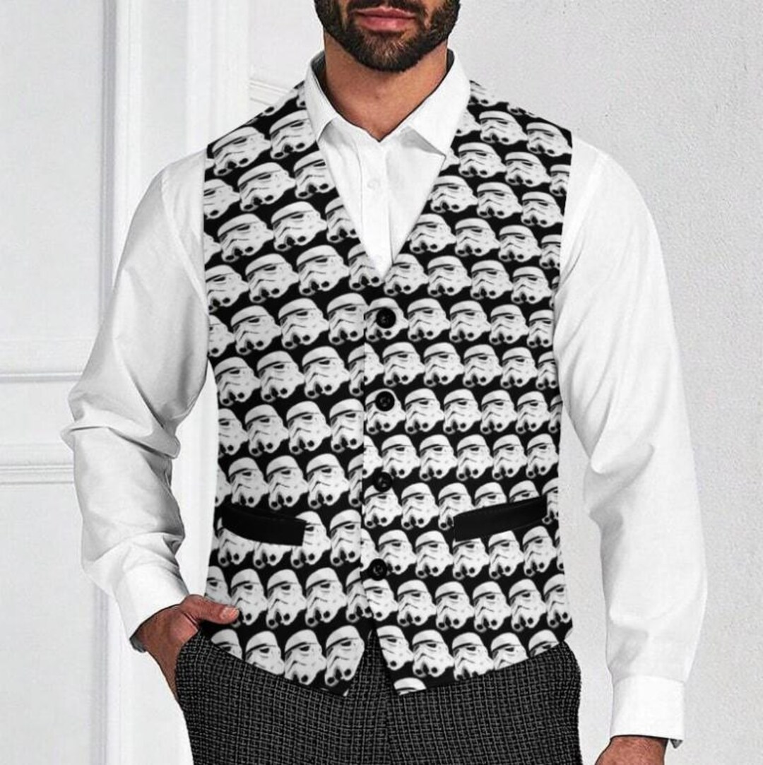 Stormtrooper Helmet Print Men's Suit Vest - Star Wars Inspired Waist ...